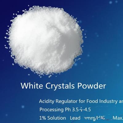 China White Crystals Powder Acidity Regulator for Food Industry and Processing Ph 3.5-4.5 1% Solution Lead 2mg/kg Max for sale