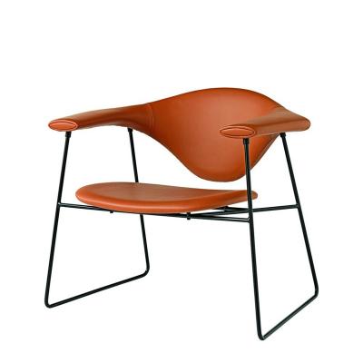 China Masculo Lounge Chair - Sledge Base  GamFratesi for Gubi with leather and fabric for sale