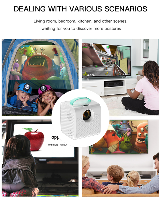 Projector showing projection distance and size capabilities