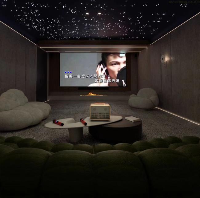 Close-up of V1 Projector displaying high-quality video content