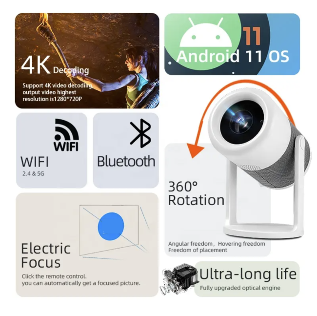 J1 Mini Smart Portable Projector front view