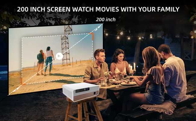 Ehomm Q9 Projector displaying high-resolution image