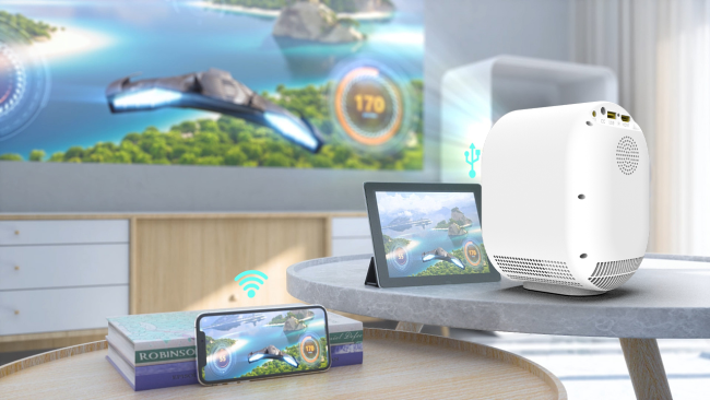 C1 Mini Projector connectivity ports and wireless features