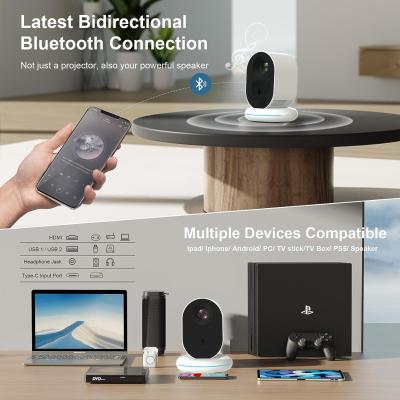 China C1 White Cordless Mini Projector 20000mAh Lithium Battery Smart Android Projector for sale