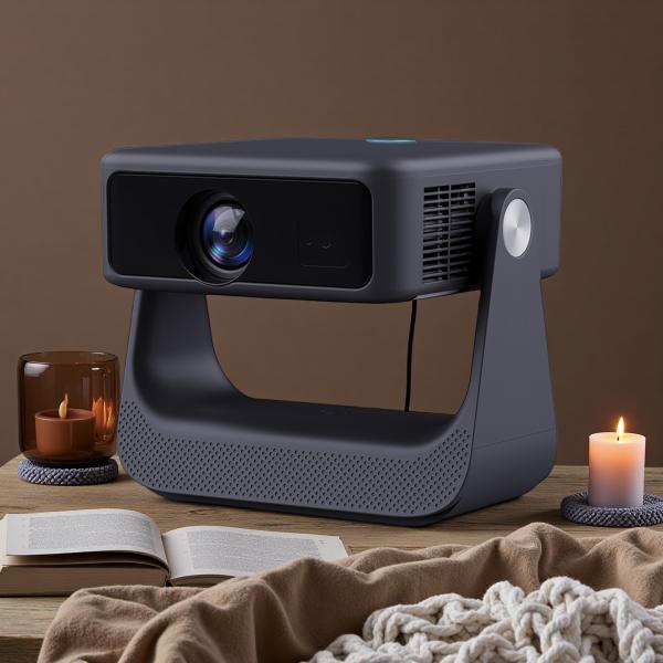 Quality D2 Dark Gray FHD 1080P Projector Voice Control Ambient Light Projector 180° Rotating for sale