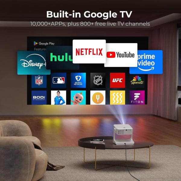 Quality D1 Dark Gray FHD 4K Google TV Projector Voice Control Freestyle TV Projector for sale