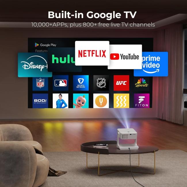 D1 Projector showing built-in licensed apps interface