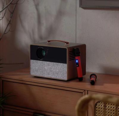 China V1 Karaoke Projector 1080P Projector 100W Hi-Fi Sound Dual Wireless Mics Android 9.0 for sale