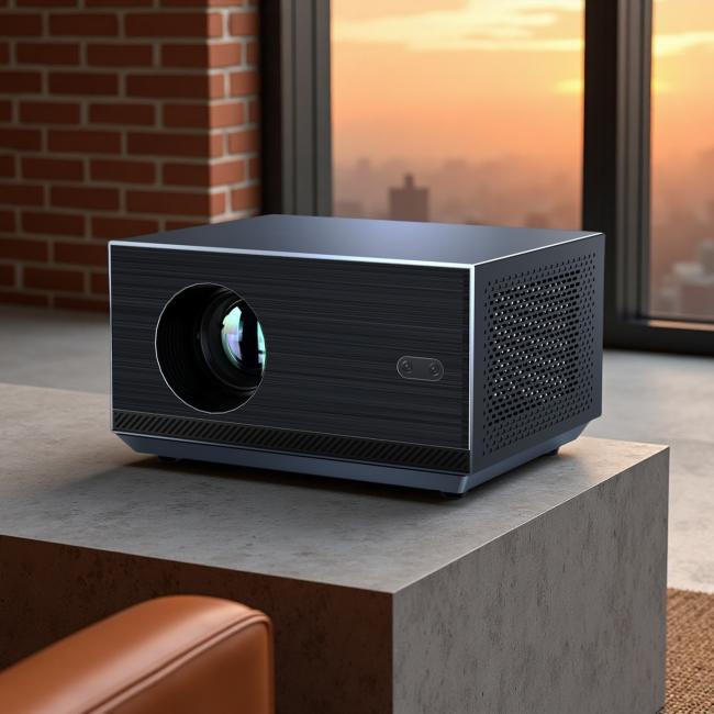 Projector in use with detailed specifications