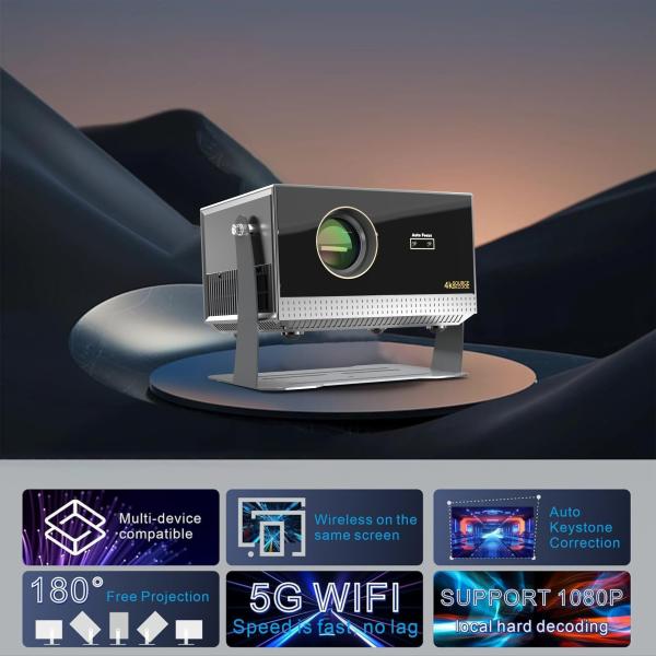 Quality H1 Dark Gray Full HD Smart Projector Dust Free Full Sealed Auto Focus Android for sale