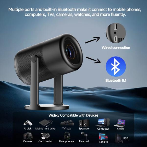Quality J1 Dark Gray Freestyle Projector 720P 1080P Smart Mini Projector With Android 11 for sale
