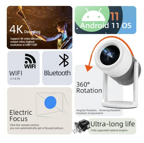Quality J1 Mini Portable Projector Android 11.0 Flexible Multi Angle Projection for sale