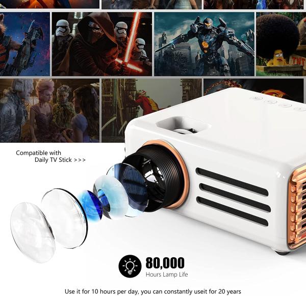 Quality T3 White Smart Portable Projector Android 9.0 1080P Mini Projector For Home for sale