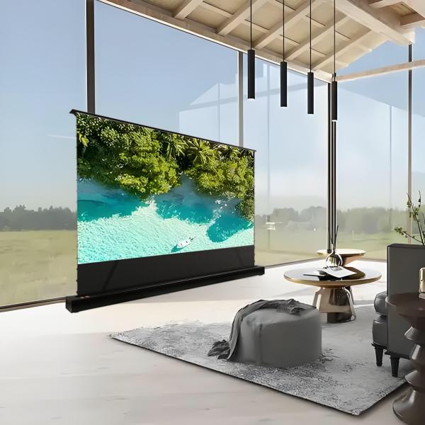 Quality Ultra Quiet Electric Floor Rising Projector Screen , CBSP Material Tensioned Projector Screen for sale