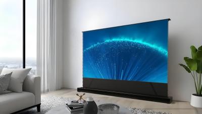 China Foldable Electric Floor Projector Screen 72 Inch -150 Inch Portable Projector Screen for sale