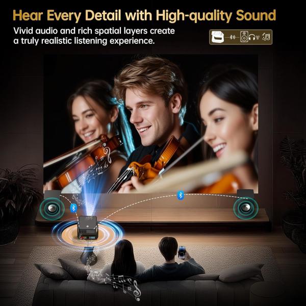 Quality D2 Dark Gray FHD 1080P Projector Voice Control Ambient Light Projector 180° for sale