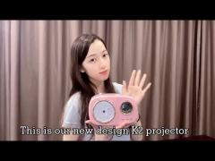 Ehomm K2 ピンク 720P ミニプロジェクター Android 11.0 360° フリースタイルスマートプロジェクター