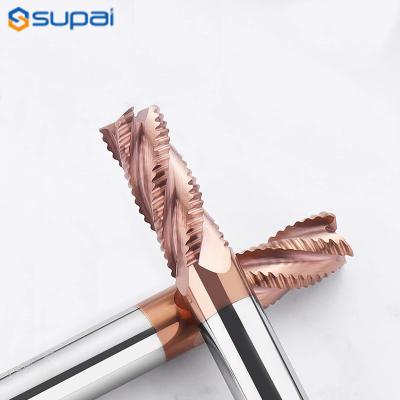 China 4-Flute Carbide Roughing End Mill Ra3.2 Coat 12mm Shank Diameter for Square Cutting Edge for sale