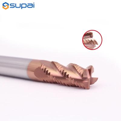 China 4-Flute Carbide Roughing End Mill Ra3.2 Coat 12mm Shank Diameter for Square Cutting Edge for sale