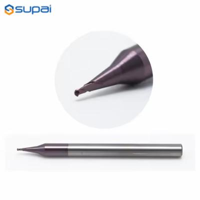 China 50 mm Algemene lengte 0,2 mm Micro Ball Neus End Mill 2 Fluit TiAlN Te koop