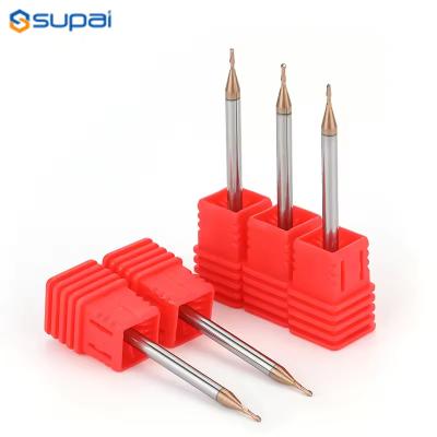 China 50 mm Algemene lengte 0,2 mm Micro Ball Neus End Mill 2 Fluit TiAlN Te koop
