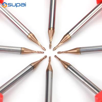China 50 mm Algemene lengte 0,2 mm Micro Ball Neus End Mill 2 Fluit TiAlN Te koop