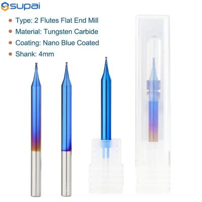 China Supal High Precision Micro End Mills With Short Flute Length Blue Nano Coating for sale