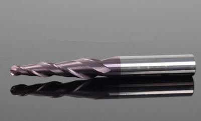 China Fuchsia Coated Cnc Carbide Taper 1mm Ball Nose End Mill Cutters 55HRC for sale