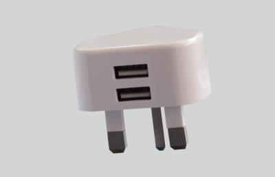 China 2.1A Portable Dual USB Travel Adapter With UK Plug For United Kindom Market for sale