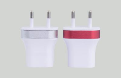 China Eu Plug Dual USB Travel Adapter Colorful Metal Aluminium Circle For Samsung for sale