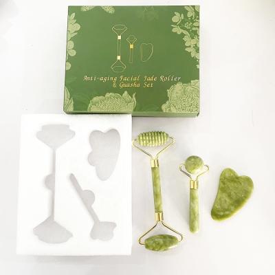 Cina Massatore Facciale Naturale Verde Gua Sha per Il collo e il viso Area di Massaggio Faccia Collo Corpo in vendita