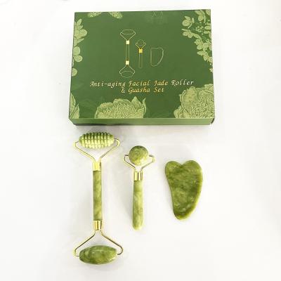 Cina Massatore Facciale Naturale Verde Gua Sha per Il collo e il viso Area di Massaggio Faccia Collo Corpo in vendita