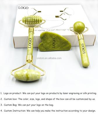 Cina Massatore Facciale Naturale Verde Gua Sha per Il collo e il viso Area di Massaggio Faccia Collo Corpo in vendita