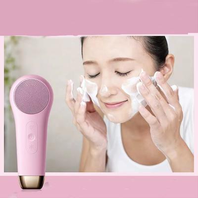 China USB Charging Electric Sonic Facial Cleansing Brush Face Scrubber with Red/Blue Light for sale
