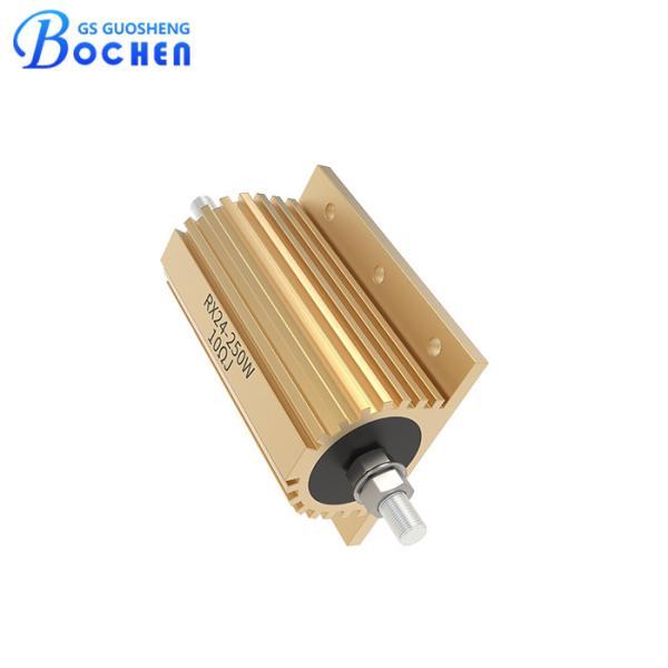 Quality RX24 250W 10ΩJ Gold Aluminum Housed Wirewound Power Resistor With Screw Terminals for sale