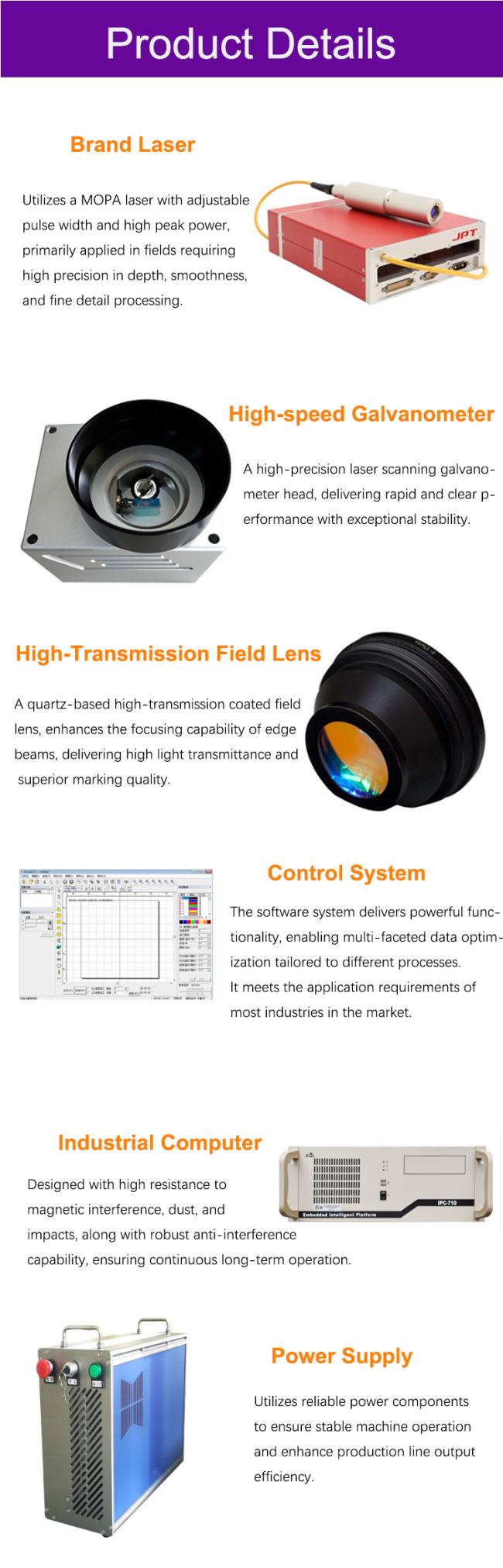 MOPA Laser Marking Machine showing precision marking on metal surface