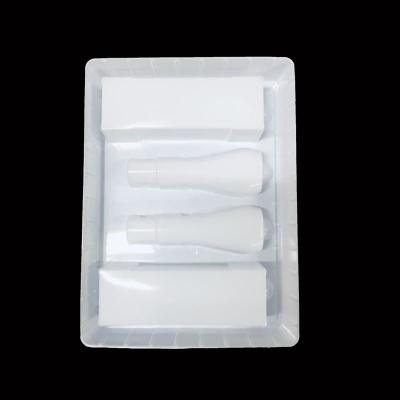China Skin Care Kit Insert Tray White PS Plastic Packaging Blister Molded Tray for Cosmetics Set for sale