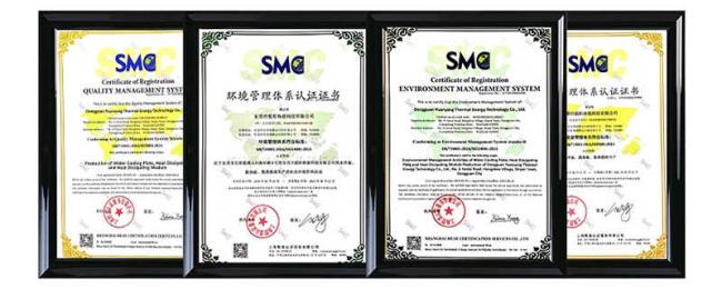 Company certifications and quality standards