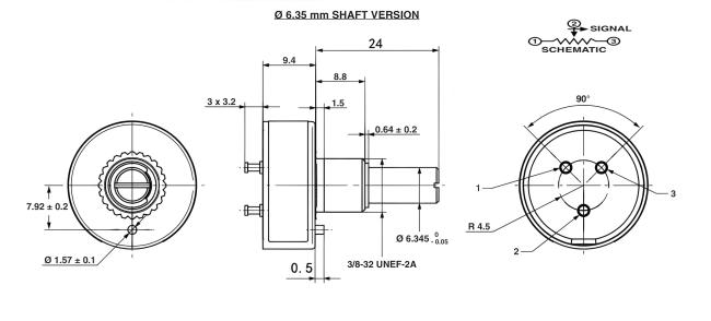 357 Precision Potentiometer dimensional diagram