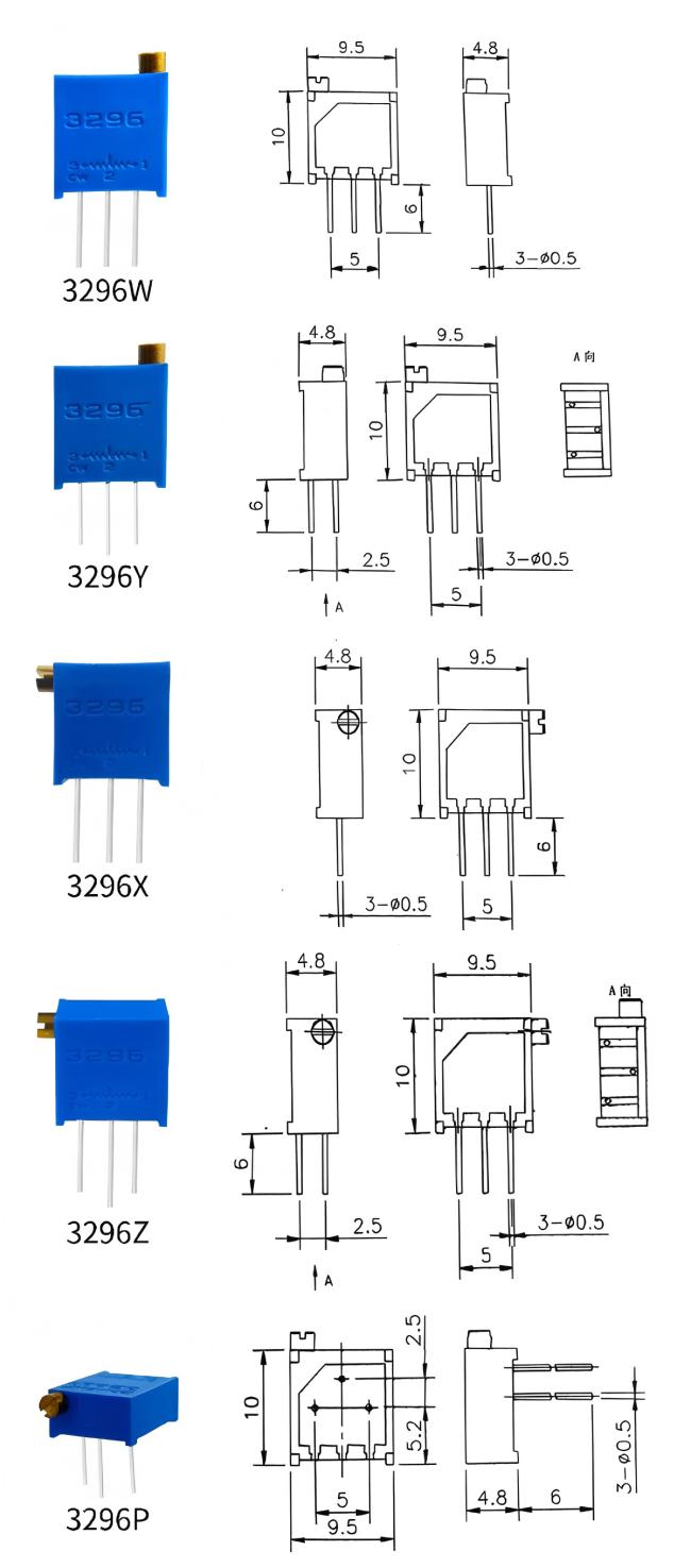 3296W Potentiometer dimensions