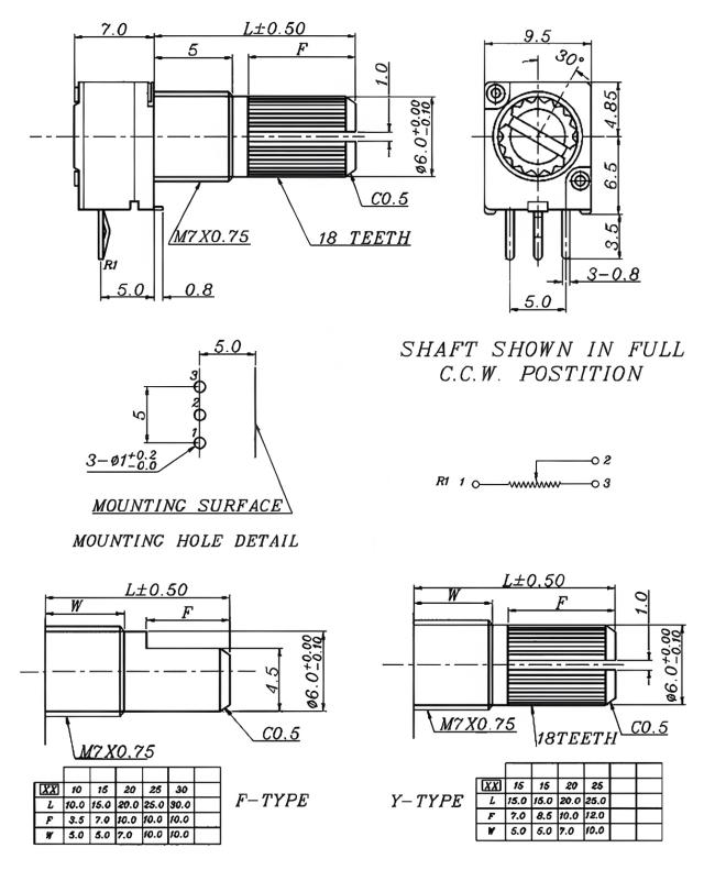 RK097NS potentiometer side view
