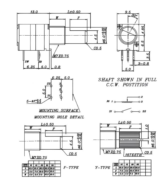 RK097NS potentiometer pin configuration