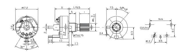 RV17 potentiometer dimensional diagram