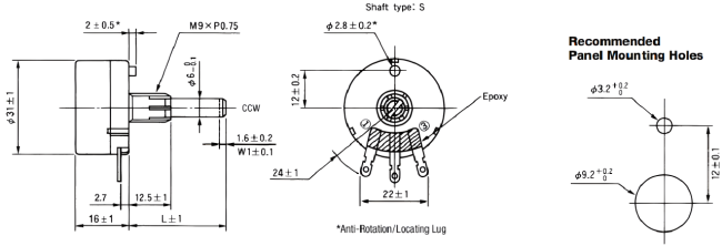 RV30YL model dimensions