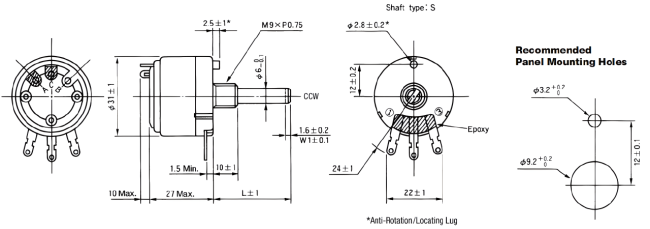 RV30YNSE & RV30YNSF models dimensions