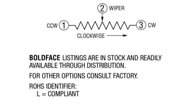 3540S Potentiometer technical drawing