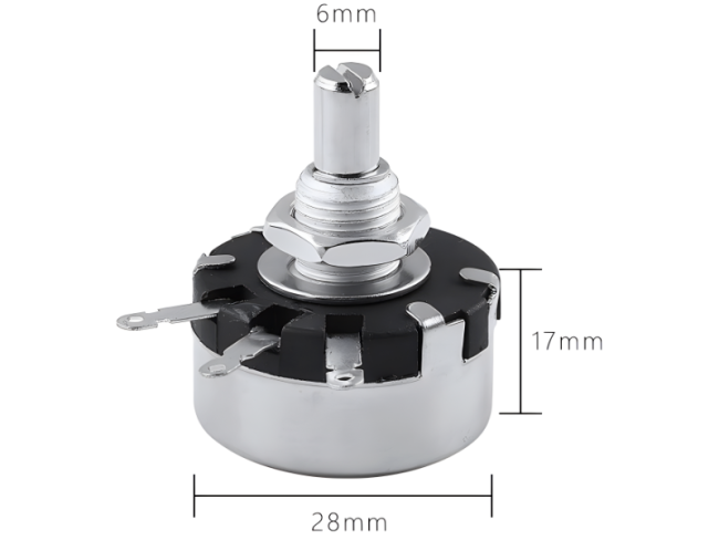 WX110 Precision Single Turn Wound Potentiometer dimensions diagram