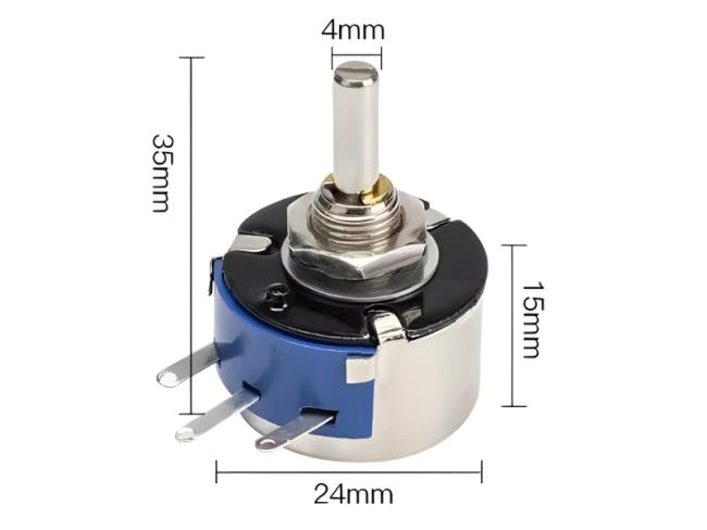 WX14-12 3W single turn wire wound potentiometer dimensions