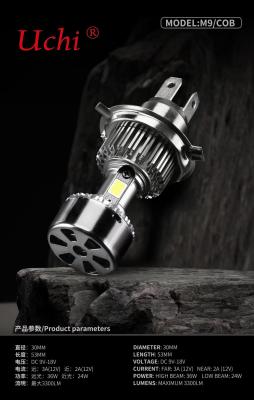 3300 LM M9 LED Motorcycle Headlamp Bulb With Cooling Fan 9-18V