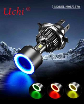 China Ultra Bright Powerful 12v Led Motorcycle Headlight Bulb Four Color Light Circle High And Low Beam for sale
